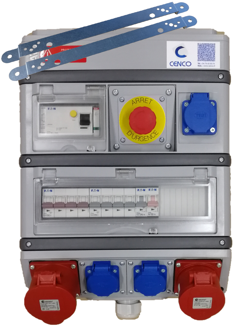 Coffret 3 PC MONO 10/16A + 1 PC TETRA 16A + 1 PC TETRA 32A + AU + voyant + fixat - CENCO