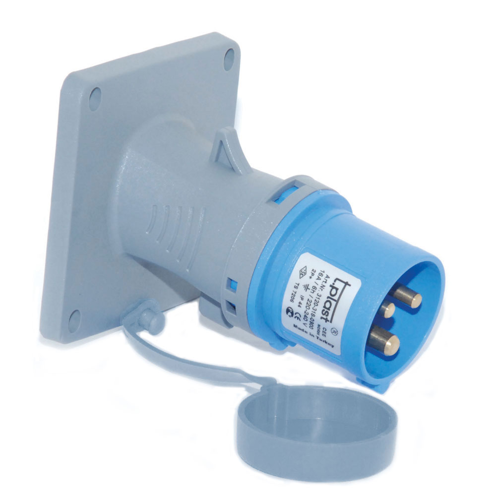 Socle connecteur à encastrer incliné 32A 2P+T 230V - IP44 - bornes rapides - CENCO