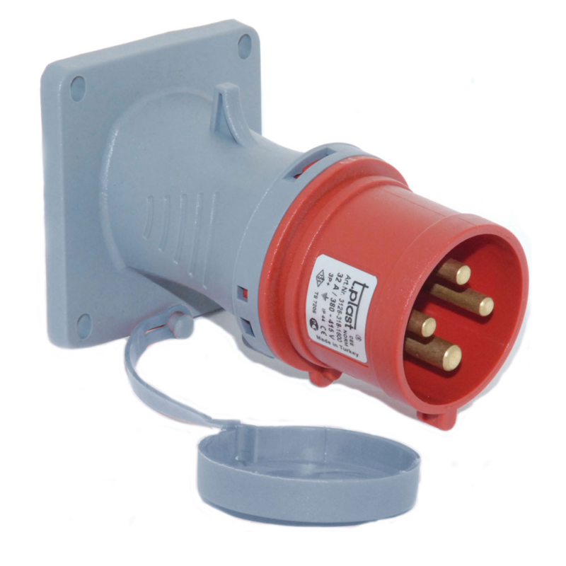 Socle connecteur à encastrer incliné 16A 3P+T 400V - IP44 - bornes ...